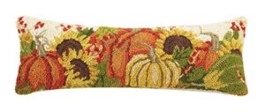 peking handicraft 31sw174c24ob pumpkins cream hook pillow, 24-inch length, cotton and wool