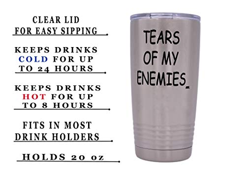 Rogue River Tactical Funny Sarcastic Office Work 20 Oz. Travel Tumbler Mug Cup w/Lid Vacuum Insulated Hot or Cold Tears of My Enemies