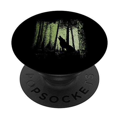 Twilight Forest Romantic Howling Wolf Silhouette PopSockets PopGrip: Swappable Grip for Phones & Tablets