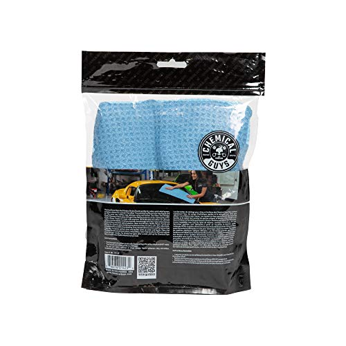 Chemical Guys MIC701 Waffle Weave Glass and Window Microfiber Towel, Light Blue (24" x 16")