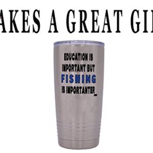 Rogue River Tactical Funny Fishing 20 Oz. Travel Tumbler Mug Cup w/Lid Vacuum Insulated Hot or Cold Education Fishing Gift Fish