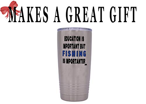 Rogue River Tactical Funny Fishing 20 Oz. Travel Tumbler Mug Cup w/Lid Vacuum Insulated Hot or Cold Education Fishing Gift Fish