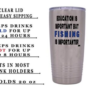 Rogue River Tactical Funny Fishing 20 Oz. Travel Tumbler Mug Cup w/Lid Vacuum Insulated Hot or Cold Education Fishing Gift Fish