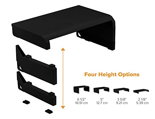 Bostitch Office Konnect Adjustable Monitor Stand Riser, Laptop Stand, 4 Height Adjustments, Built-in Cable Management, Rubber Feet - Black