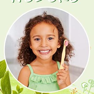 NUDUKO Bamboo Kids Toothbrushes (6 Pack) - Soft Bristle Organic Compostable BPA Free Toothbrush for Kids Toddler Baby Tooth Brush, Eco Friendly Natural Biodegradable Wooden Toothbrush