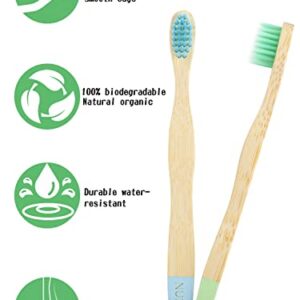 NUDUKO Bamboo Kids Toothbrushes (6 Pack) - Soft Bristle Organic Compostable BPA Free Toothbrush for Kids Toddler Baby Tooth Brush, Eco Friendly Natural Biodegradable Wooden Toothbrush