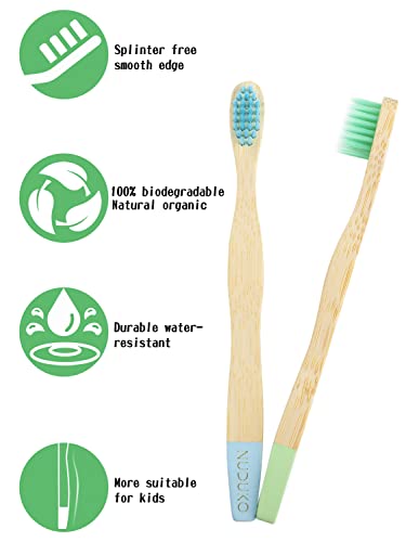 NUDUKO Bamboo Kids Toothbrushes (6 Pack) - Soft Bristle Organic Compostable BPA Free Toothbrush for Kids Toddler Baby Tooth Brush, Eco Friendly Natural Biodegradable Wooden Toothbrush