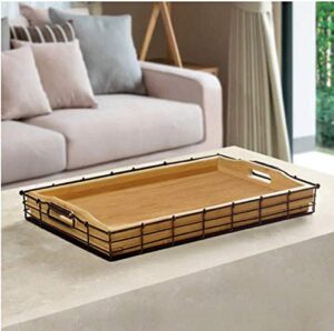 mesa bamboo and metal tray set