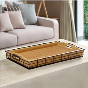 Mesa Bamboo and Metal Tray Set