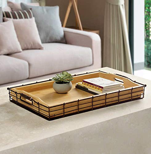 Mesa Bamboo and Metal Tray Set