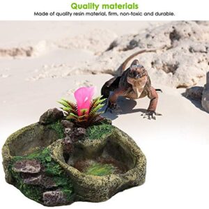 iFCOW Resin Feeder Bowl, Reptile Water Dish Food Bowl Resin Feeder Bowl for Tortoise Lizard