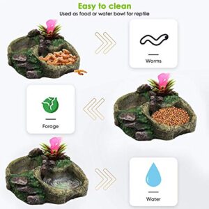 iFCOW Resin Feeder Bowl, Reptile Water Dish Food Bowl Resin Feeder Bowl for Tortoise Lizard