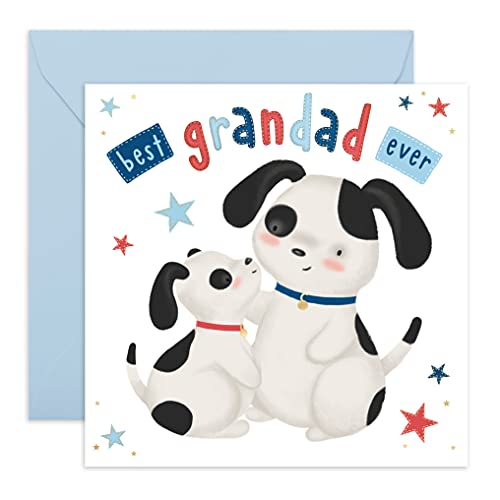 CENTRAL 23 - Cute Birthday Card for Grandad - Adorable Puppy Design - Father's Day for Grandpa - Sweet Design from Grandson - Fathers Day Card for Dad - Comes with Fun Stickers