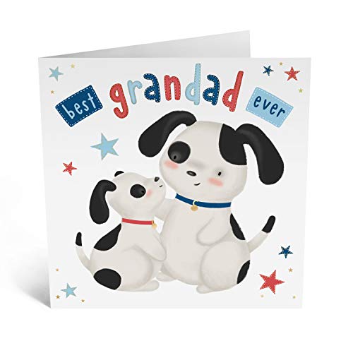 CENTRAL 23 - Cute Birthday Card for Grandad - Adorable Puppy Design - Father's Day for Grandpa - Sweet Design from Grandson - Fathers Day Card for Dad - Comes with Fun Stickers