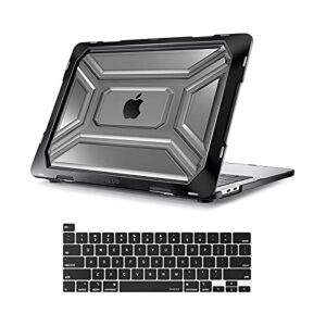 mosiso compatible with macbook pro 13 inch case m2 2023 2022 2021 2020 a2338 m1 a2289 a2251 with touch bar touch id, heavy duty plastic hard shell case with tpu bumper & keyboard cover, black