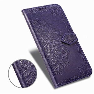 LEMAXELERS Redmi Note 9 Pro Case PU Leather Phone Case Mandala Embossed Wallet Flip Shockproof Protective with Stand Card Holder Cover for Xiaomi Redmi Note 9S / Note 9 Pro Max. Mandala Purple SD