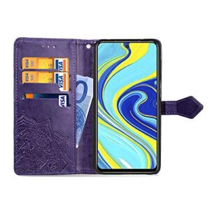 LEMAXELERS Redmi Note 9 Pro Case PU Leather Phone Case Mandala Embossed Wallet Flip Shockproof Protective with Stand Card Holder Cover for Xiaomi Redmi Note 9S / Note 9 Pro Max. Mandala Purple SD