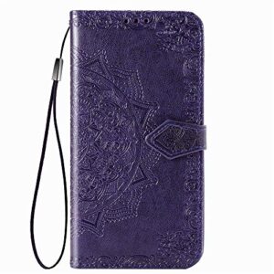 LEMAXELERS Redmi Note 9 Pro Case PU Leather Phone Case Mandala Embossed Wallet Flip Shockproof Protective with Stand Card Holder Cover for Xiaomi Redmi Note 9S / Note 9 Pro Max. Mandala Purple SD