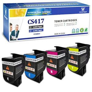 4 colors compatible toner cartridges cs317 cx317 cs417 cx417 cs517 cx517 standard capacity 3000 pages bk, 2300 pages cmy for lexmark printer cs317dn cx317dn cs417dn cx417de cs517de cx517de victorstar