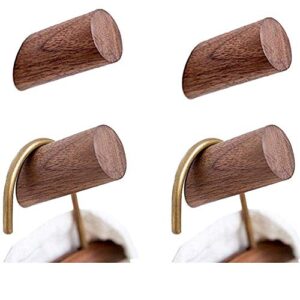 felidio wood wall hooks, 4 pack coat hooks wall mounted rustic wooden hooks heavy duty robe hook hat rack | hooks for hanging bathroom towels clothes hanger (walnut wood)