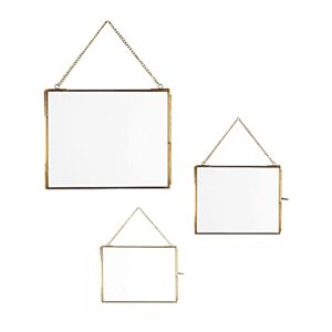 Main + Mesa Brass Framed Hanging Photo Frames, Set of 3