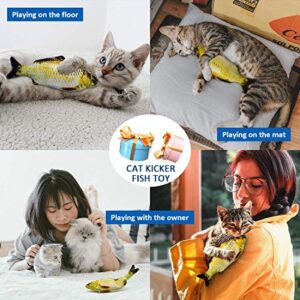 SUNFATT Floppy Fish Dog Toy,Dog Fish Toy,USB Charging Flopping Fish,Made of Cotton and Short Plush,Cat Kicker Toy Can Chew,Reducing Stress for Dogs Cats,Catnip Toys.