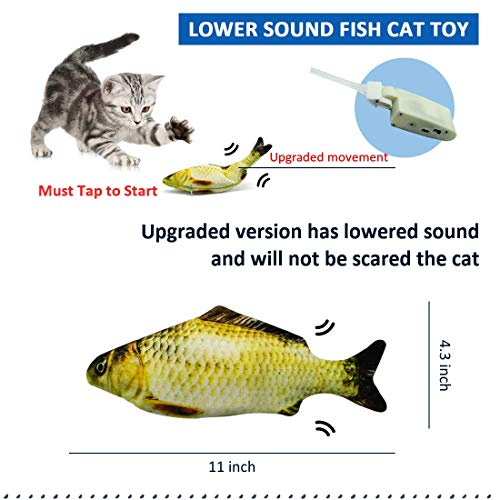 SUNFATT Floppy Fish Dog Toy,Dog Fish Toy,USB Charging Flopping Fish,Made of Cotton and Short Plush,Cat Kicker Toy Can Chew,Reducing Stress for Dogs Cats,Catnip Toys.