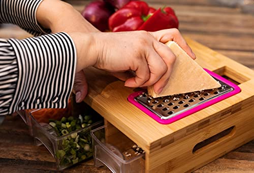 Bamboo Land- Large Bamboo Cutting Board with Containers & Vegetable Peeler Set, Cutting Boards for Kitchen with Holder, Wood Cutting Board, Chopping Board, Bamboo Cutting Boards for Kitchen