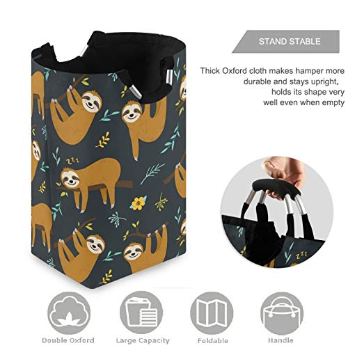 visesunny Large Capacity Laundry Hamper Basket Cartoon Sloth Animal Water-Resistant Oxford Cloth Storage Baskets for Bedroom, Bathroom, Dorm, Kids Room