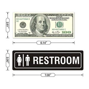 Restroom Sign Unisex for Business and Home, 7" x 2" Self-Adhesive Metal for Office Bathroom Toilet Wall or Door Decor, Easy Mounting UV-Protected (2 Pack)