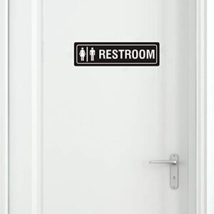 Restroom Sign Unisex for Business and Home, 7" x 2" Self-Adhesive Metal for Office Bathroom Toilet Wall or Door Decor, Easy Mounting UV-Protected (2 Pack)