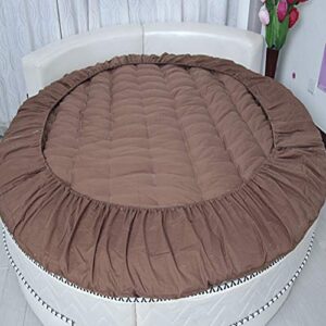 Thick Solid Color Quilted Mattress Topper Double Futon Comfortable Bed Roll for Home,100% Cotton Round Mattress Cover Brown Diameter240cm(94inch)