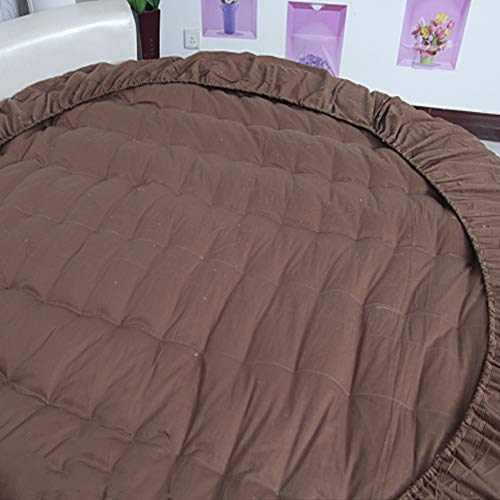 Thick Solid Color Quilted Mattress Topper Double Futon Comfortable Bed Roll for Home,100% Cotton Round Mattress Cover Brown Diameter240cm(94inch)