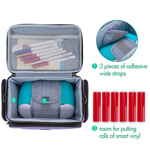 LUXJA Carrying Bag Compatible with Cricut Joy, Carrying Case Compatible with Cricut Joy and Tool Set, Tote Compatible with Cricut Joy (with Supplies Storage Sections), Purple (gray lining)