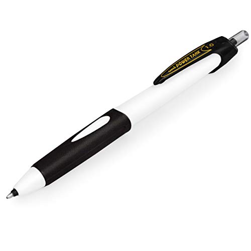 uni-ball SN-220 Power Tank Retractable Ballpoint Pen - 1.0mm - White Barrel - Black Ink - Pack of 6