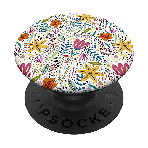 Yellow Orange Pink Red Flowers Pattern for Nature Lovers PopSockets PopGrip: Swappable Grip for Phones & Tablets