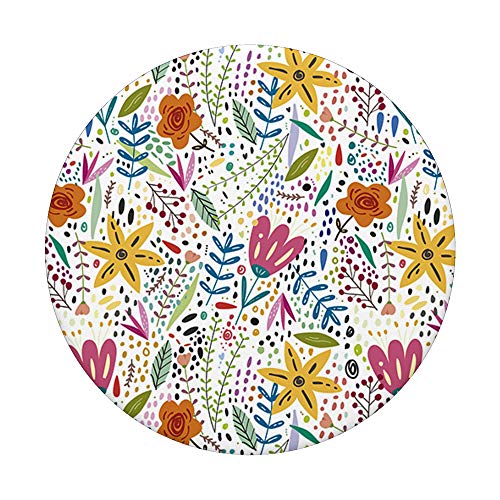 Yellow Orange Pink Red Flowers Pattern for Nature Lovers PopSockets PopGrip: Swappable Grip for Phones & Tablets