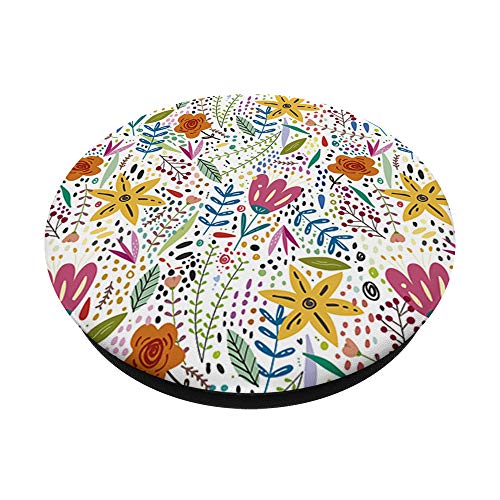 Yellow Orange Pink Red Flowers Pattern for Nature Lovers PopSockets PopGrip: Swappable Grip for Phones & Tablets