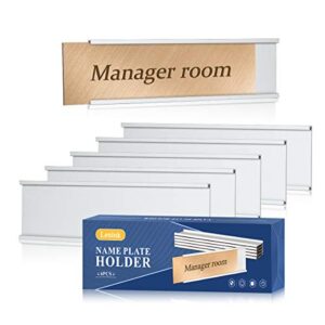 lenink 6 pack name plate holder, wall mount office door name plate holder for meeting room, business department, warning area 8” x 2” (silver)