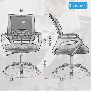 Office Chair Mid-Back Ergonomic Desk Chair Adjustable Height Mesh Computer Chair with Lumbar Support and Armrest Executive Arbitrary Rolling Swivel Task Chair - Black…