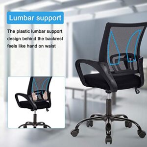 Office Chair Mid-Back Ergonomic Desk Chair Adjustable Height Mesh Computer Chair with Lumbar Support and Armrest Executive Arbitrary Rolling Swivel Task Chair - Black…