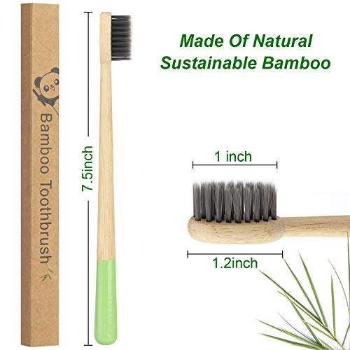 Biodegradable Bamboo Toothbrush, Natural Charcoal toothbrushes Soft Bristle Toothbrush Eco-Friendly Sustainable Toothbrush BPA Free Organic Compostable Travel Toothbrushes Wooden toothbrushes, 6 Pack