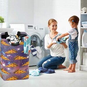 visesunny Large Capacity Laundry Hamper Basket Pizza Space Galaxy Water-Resistant Oxford Cloth Storage Baskets for Bedroom, Bathroom, Dorm, Kids Room