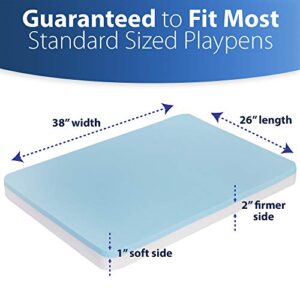 Sleepah Pack and Play Mattress Pad Portable Memory Foam; Double-Sided (Firm for Babies, Soft for Toddlers) Portable Waterproof Crib Mattress + Sheet; Fits Most Pack n Play 38 x 26 x 3