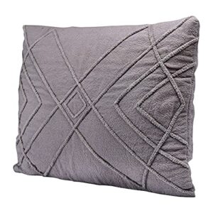 Main + Mesa Embroidered Cotton Geometric Lumbar Pillow, Grey