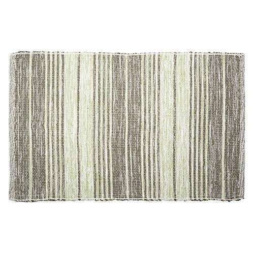 Contemporary Home Living 2' x 3' Army Green, Moss Green, and White Rectangular Recycled Yarn Rug