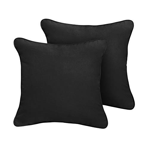 Mozaic Home AMZ353601SP Sunbrella Canvas Black Outdoor Pillow Set, 18 x 18