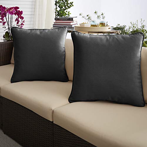 Mozaic Home AMZ353601SP Sunbrella Canvas Black Outdoor Pillow Set, 18 x 18