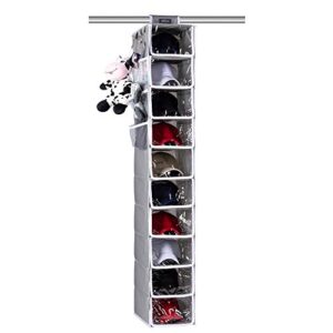 keegh hat organizer for closet hanging hat rack cap holder closet organizer for baseball storage 10 shelf cap organizer with dust cover and side mesh pockets