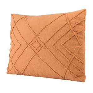 Main + Mesa Creative Co-Op Embroidered Cotton Geometric Lumbar Pillow, Rust